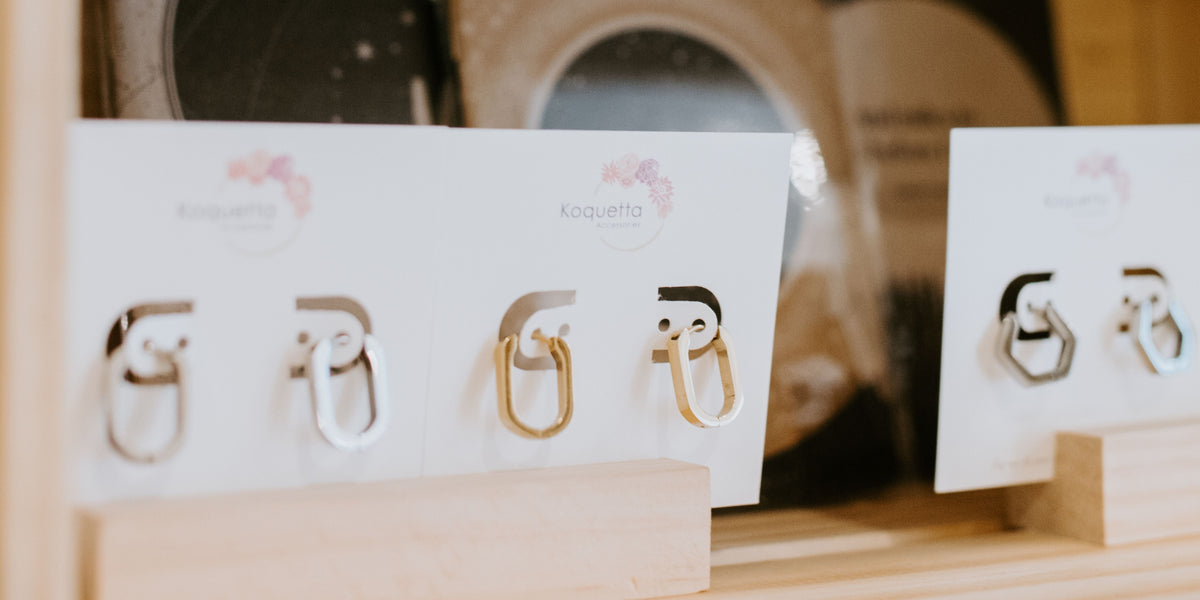Earrings | Gold 18k with Sterling Silver & Stainless Steel base | Koqu ...